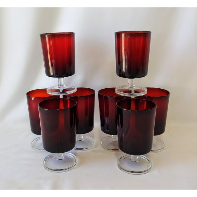 Vintage Arcoroc Ruby Red Cavalier Glasses - Set of 8 | Chairish