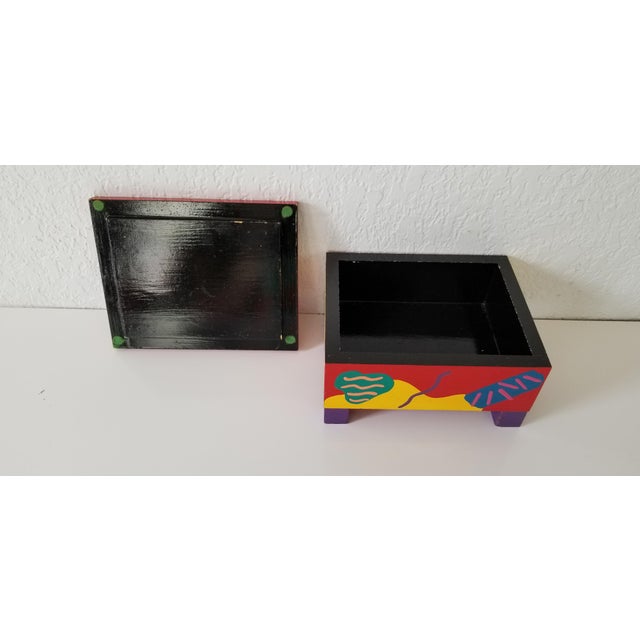 Postmodern Artistic Hand Painted Decorative Box | Chairish
