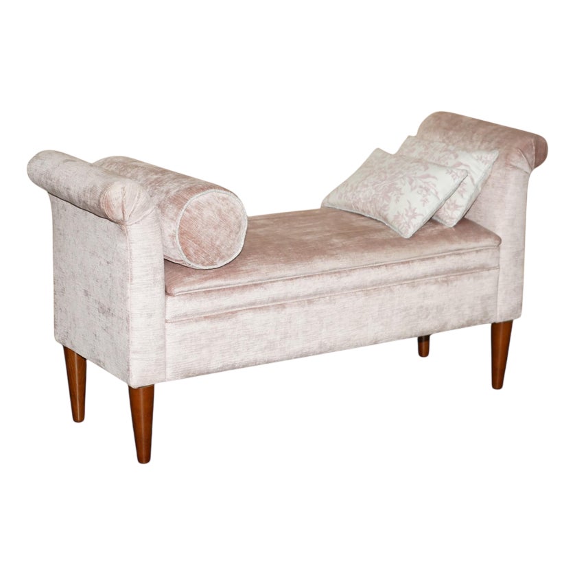 Crushed Velour Window Seat Bench with Internal Storage | Chairish