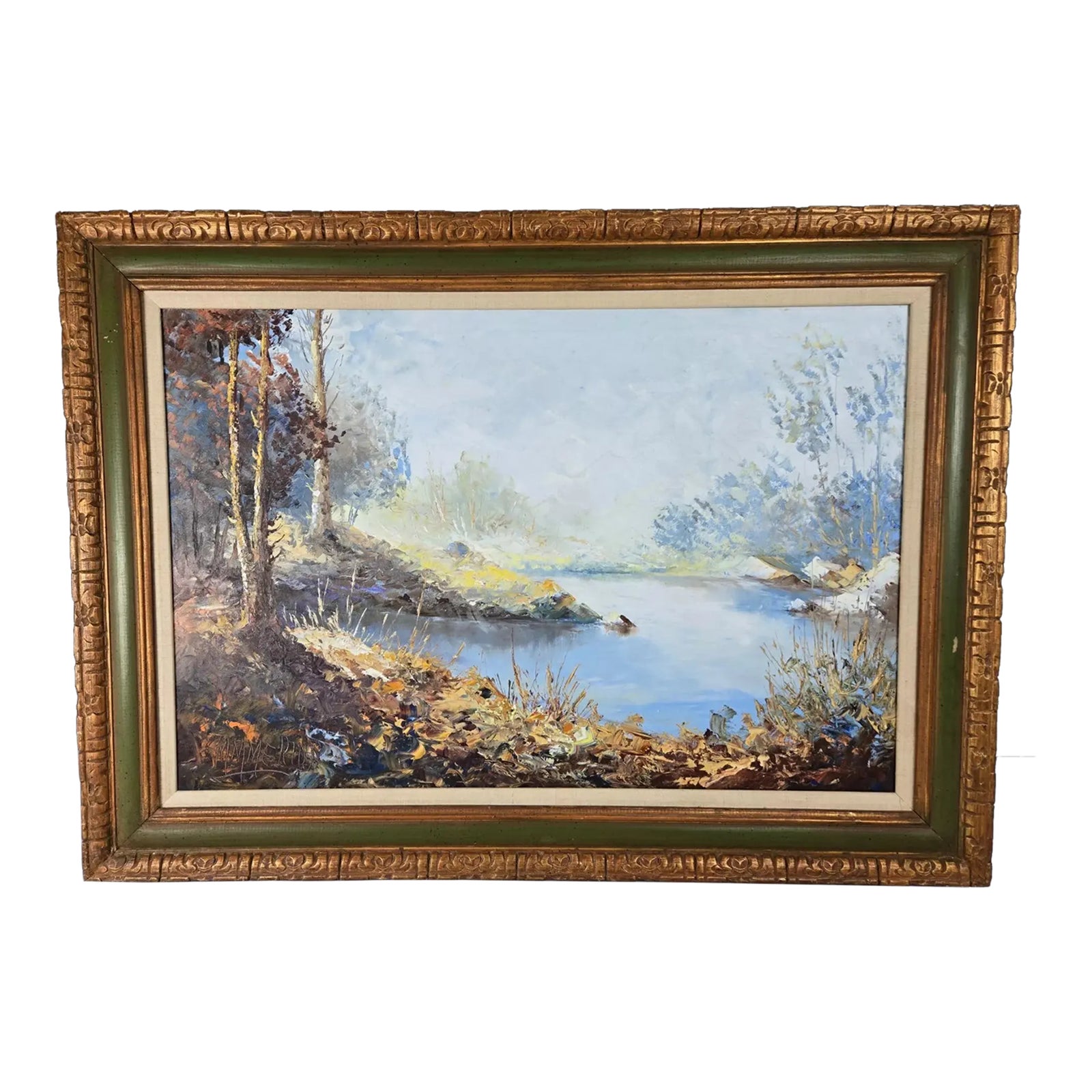 Manuel Munoz Merida, Spain Original River Landscape Oil Painting | Chairish