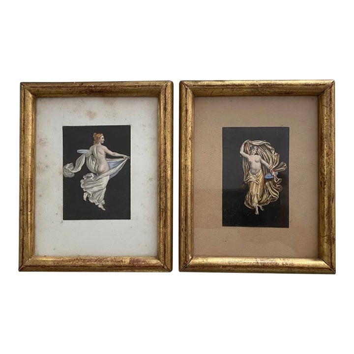 Pair Antique Engravings of Goddesses From Paris Circa 1900 | Chairish