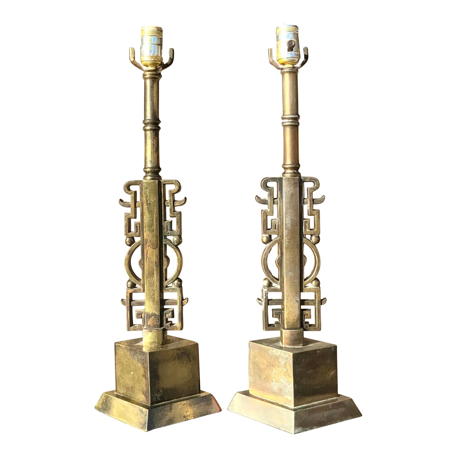 Vintage Brass Character Lamps After James Mont - Set of 2 | Chairish