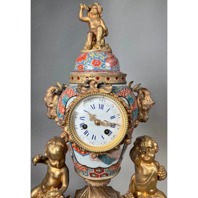 19th Century Japanese Imari & French Bronze Mantel Clock | Chairish