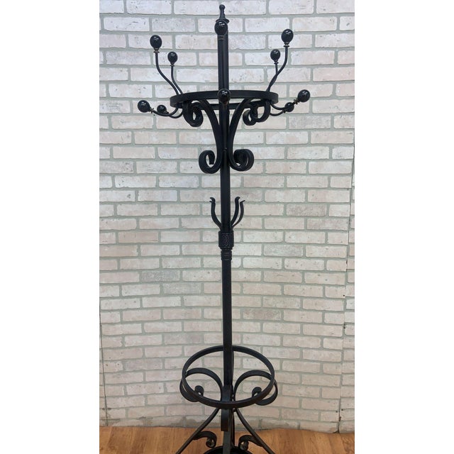 Mid 20th Century Vintage Cast Iron Coat Rack With Umbrella Stand | Chairish