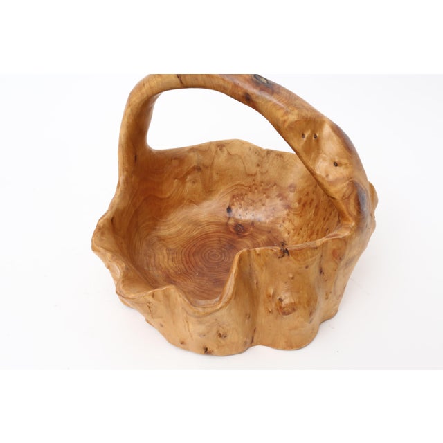 Organic Modern Tree Wood Bowl With Handle | Chairish
