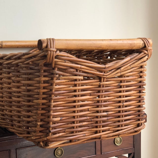 Vintage French Country-Style Wicker Storage Basket | Chairish