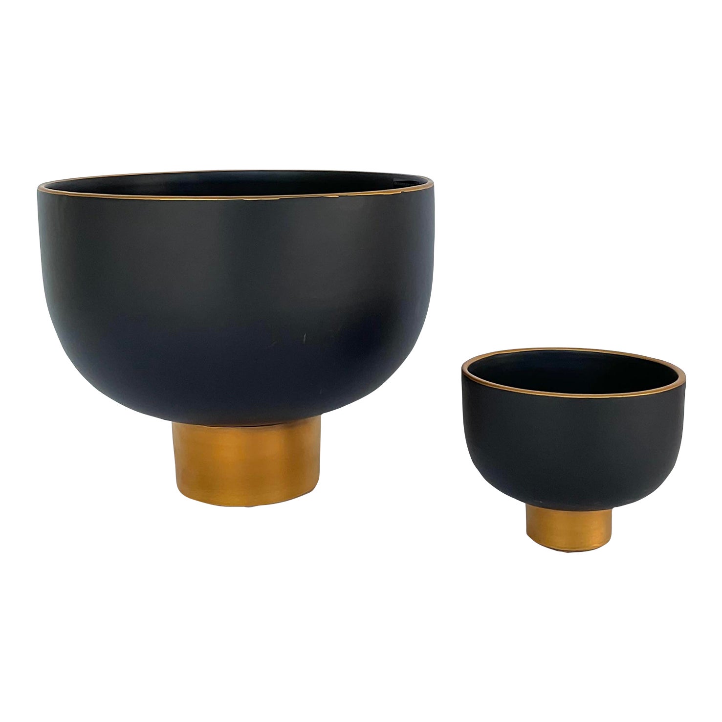 Revelation Modern Black and Gold Offering Bowls Set of 2 | Chairish