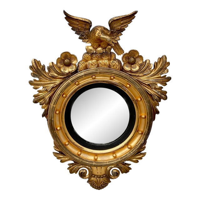 19th Century Federal Eagle Gilt Wood Bullseye Mirror | Chairish