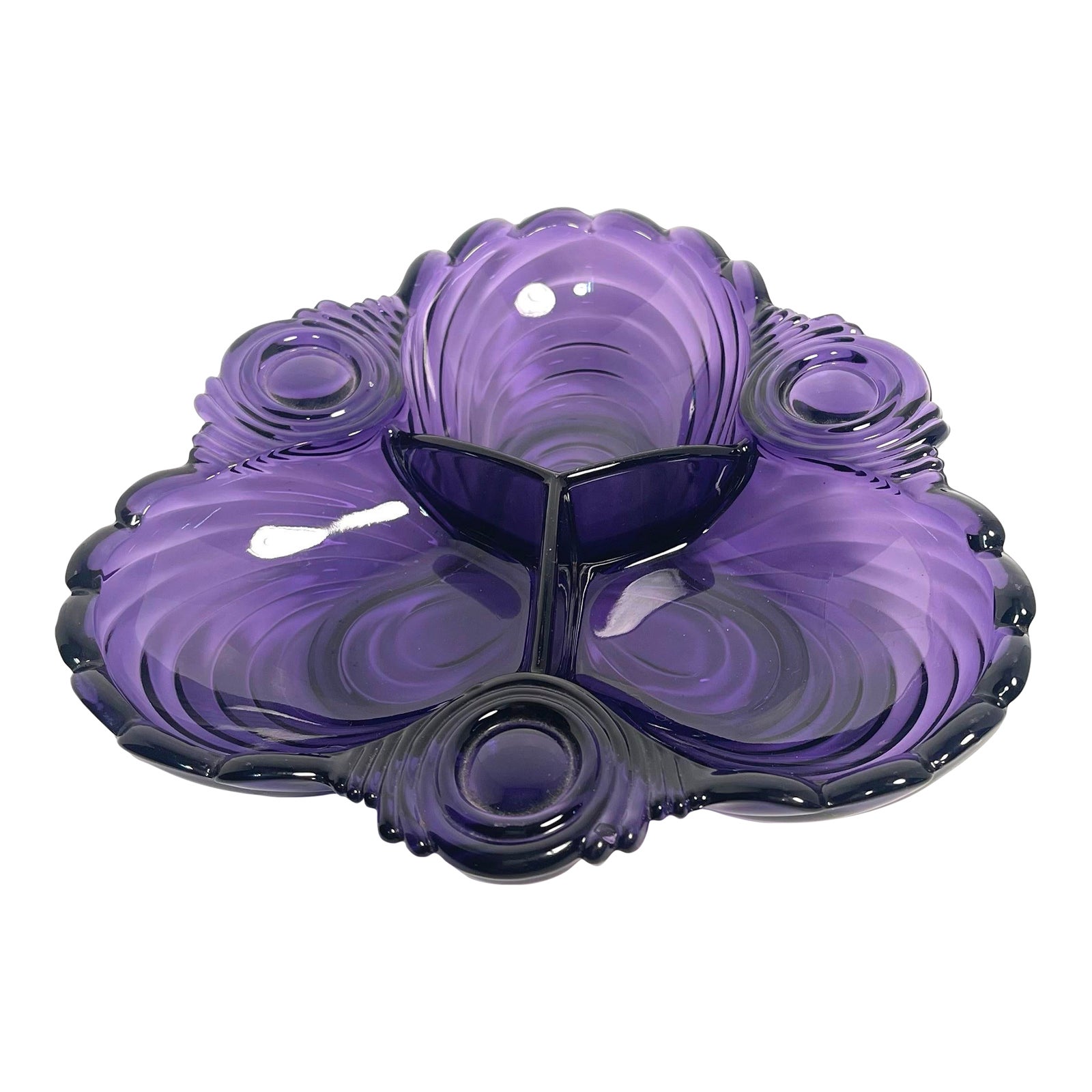 Early 1900s Fostoria Amethyst Glass Caprice Bowl | Chairish