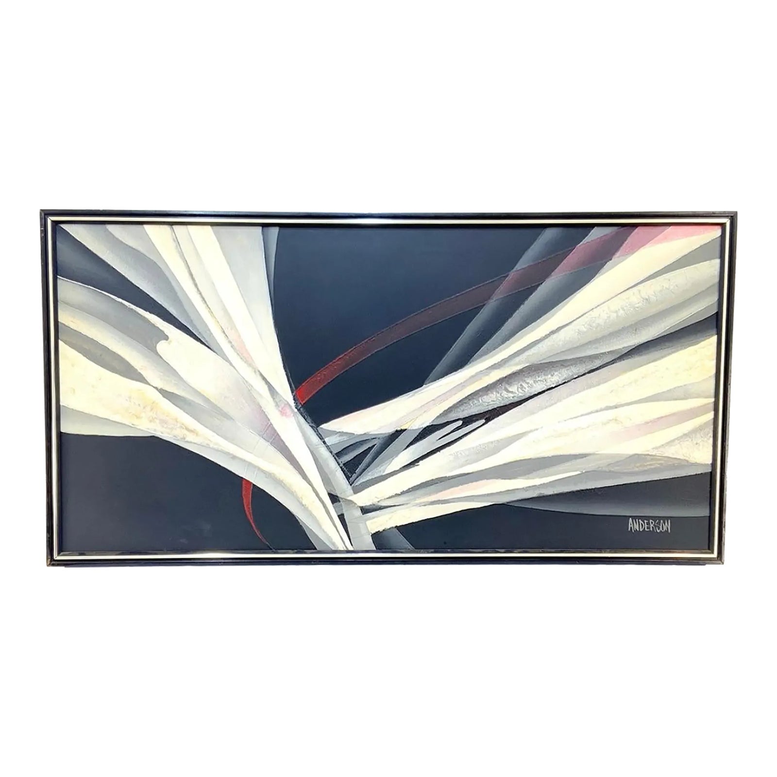 1960s Original Large Abstract Oil Painting on Canvas by Anderson | Chairish