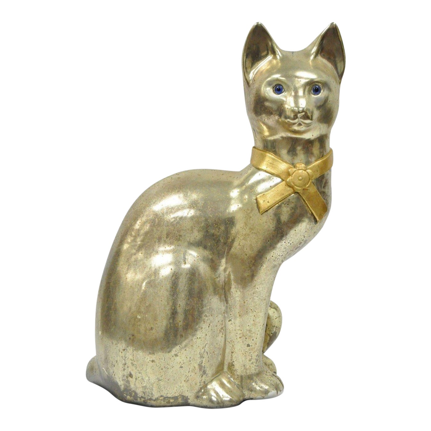 Vintage Gold Finish Cat Statue | Chairish