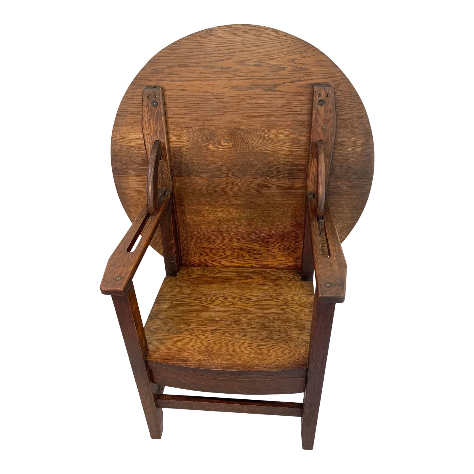 Arts & Crafts Oak Convertible Chair/Table | Chairish