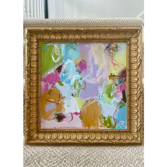 Grandmillennial Abstract Painting - 15x15” in Vintage Ornate Gold Frame ...