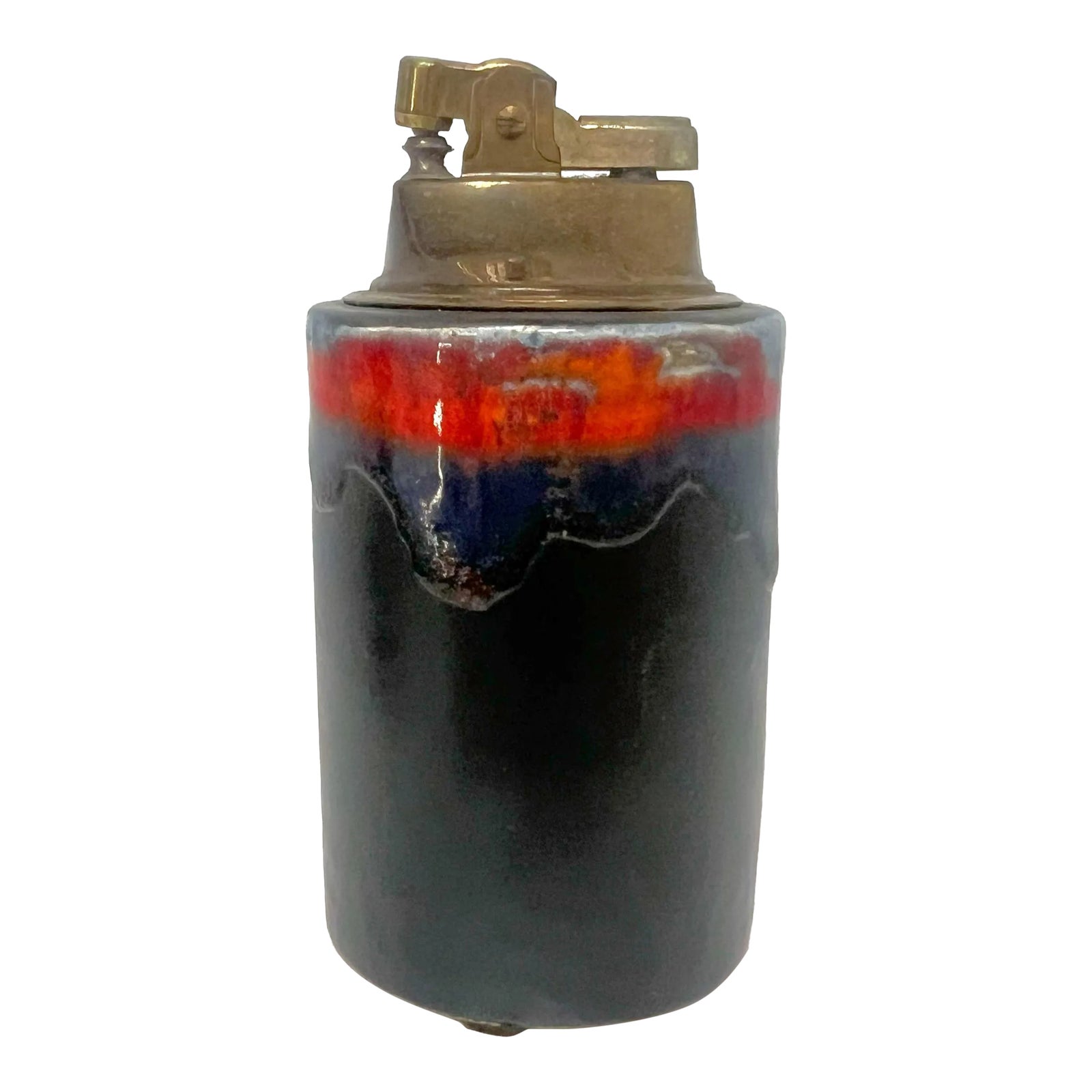 Mid-Century Modern Lava Drip Glaze Table Lighter | Chairish