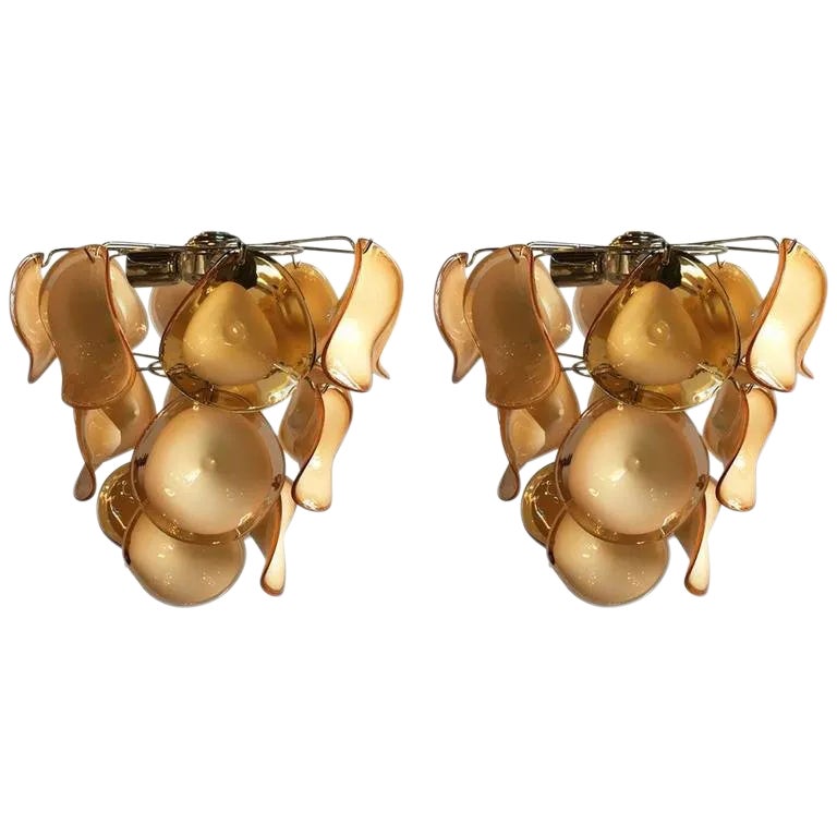 Murano Glass Cone Shaped Light Fixtures - a Pair | Chairish