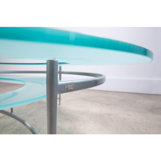 Vintage Giorgio Cattelan Nautilus “Spiral” Frosted Glass Coffee Table ...