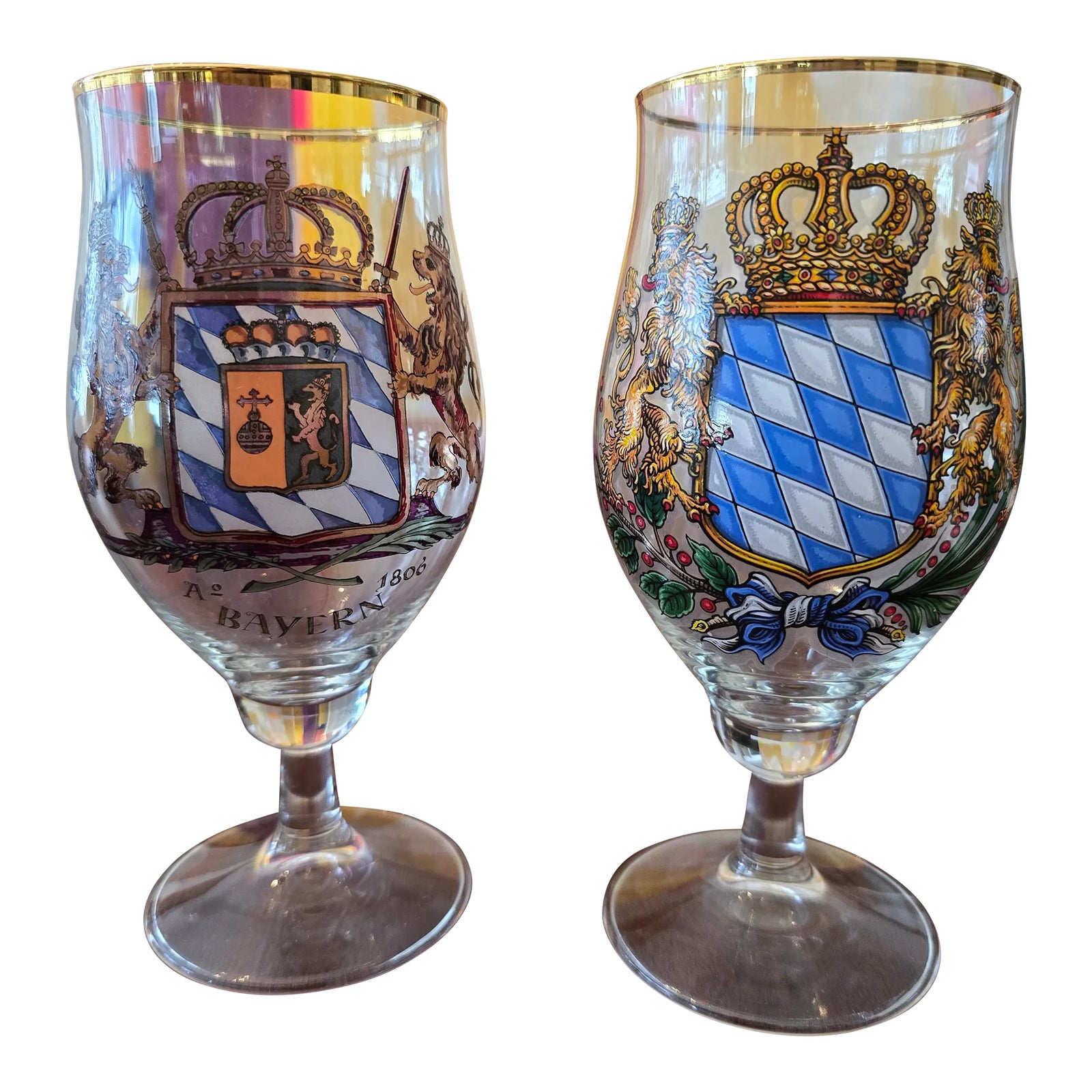Vintage Pair of Armor Crest Imperial Barware Glasses | Chairish
