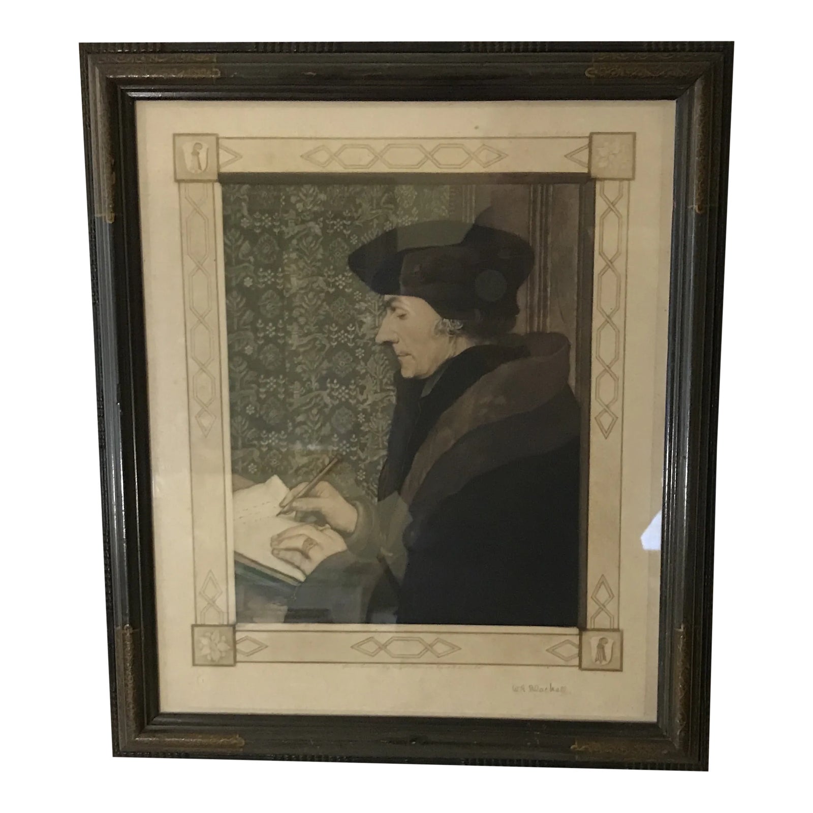 Framed Hand Colored Lithograph of Georg Gisze by W. G. Blackwell 1918 ...