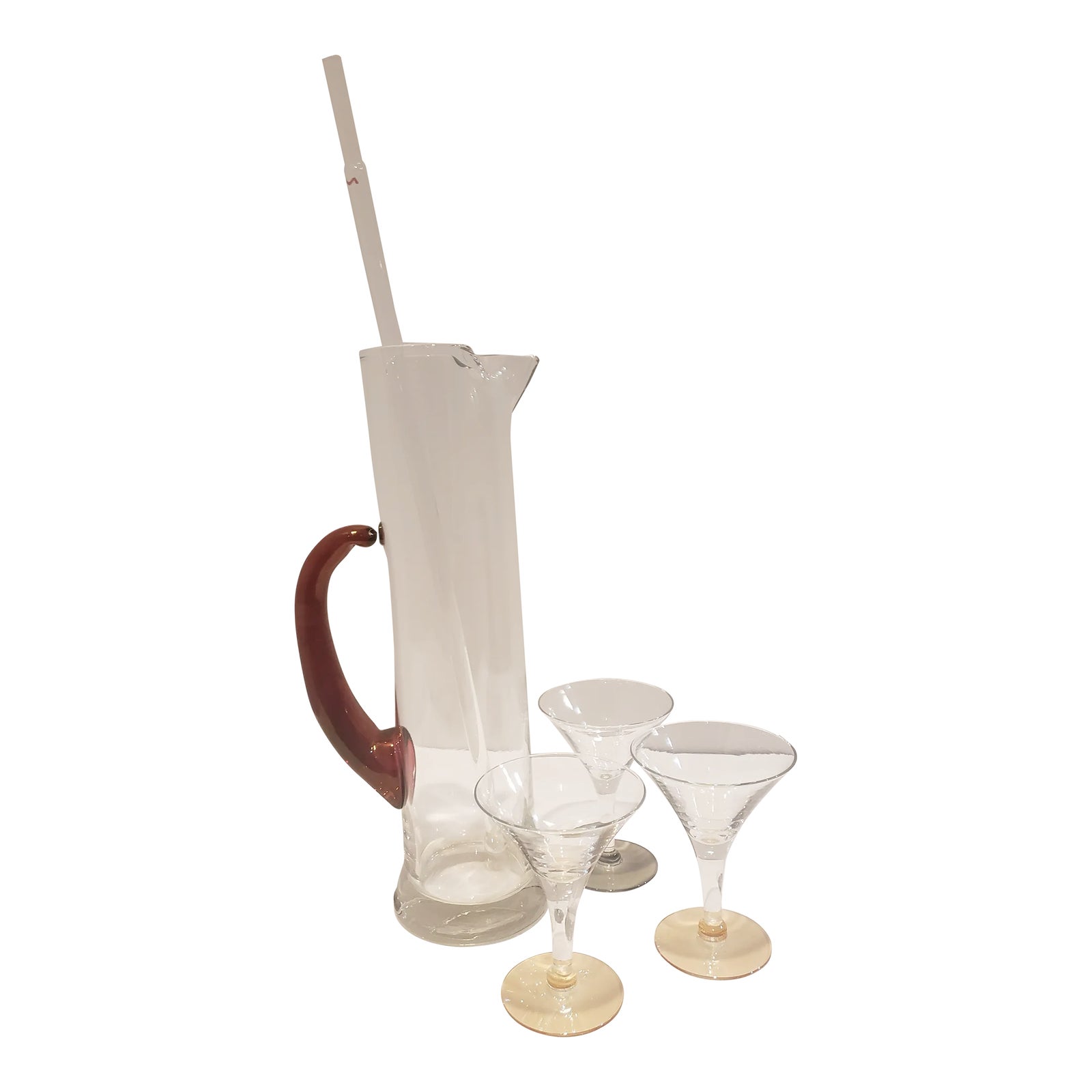 Danish Mid-Century Modern Glass Martini Pitcher, With Stirrer, and ...