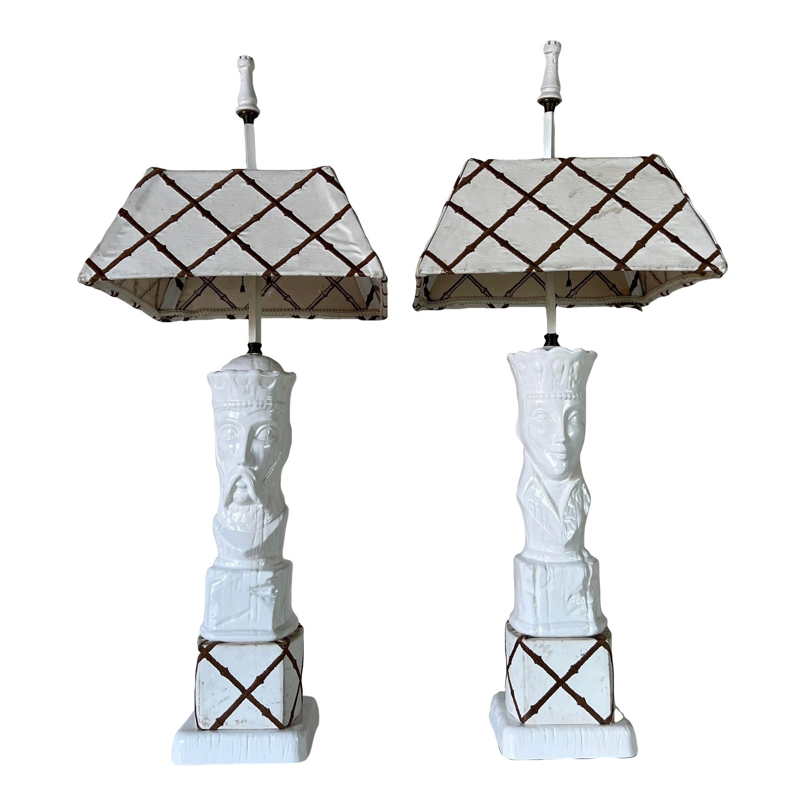 Hollywood Regency King & Queen Chess Lamps - a Pair | Chairish