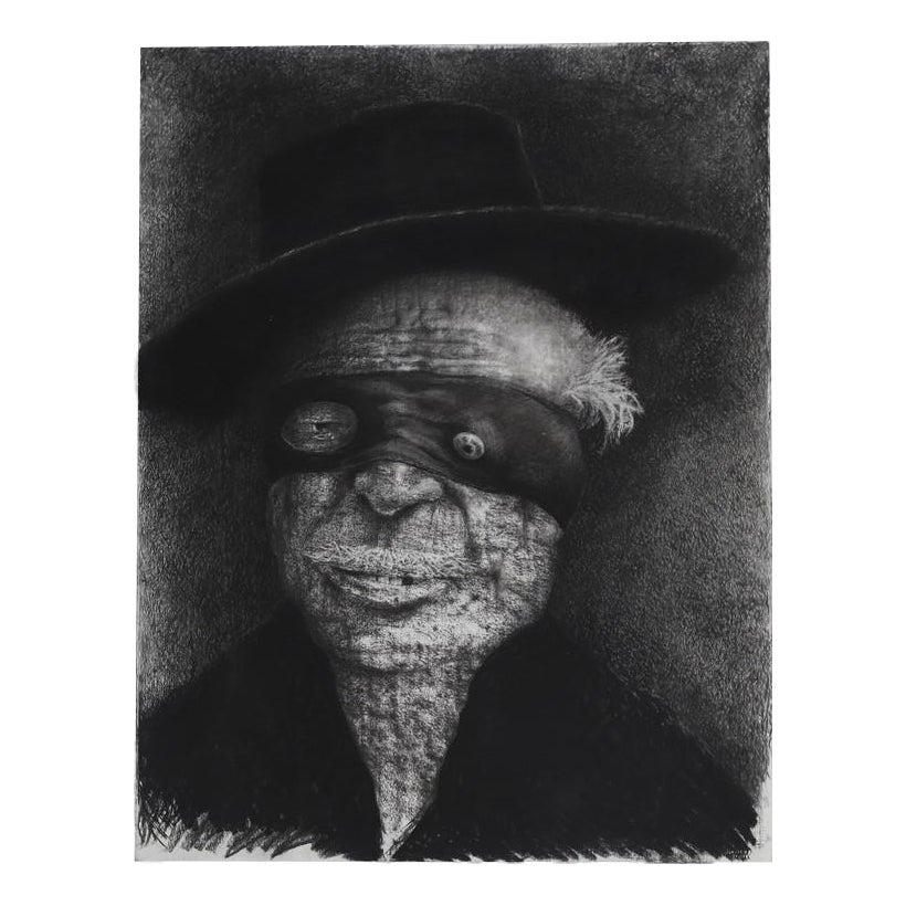 Christian Zeimert, Zorro, 1986, Charcoal Drawing | Chairish