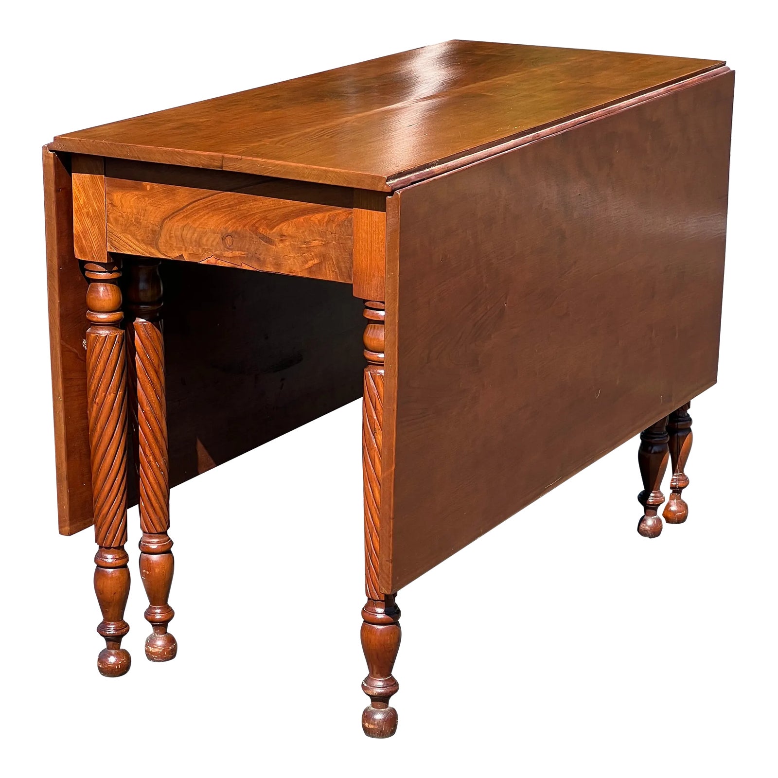Antique Federal Period Cherry Drop Leaf Table | Chairish