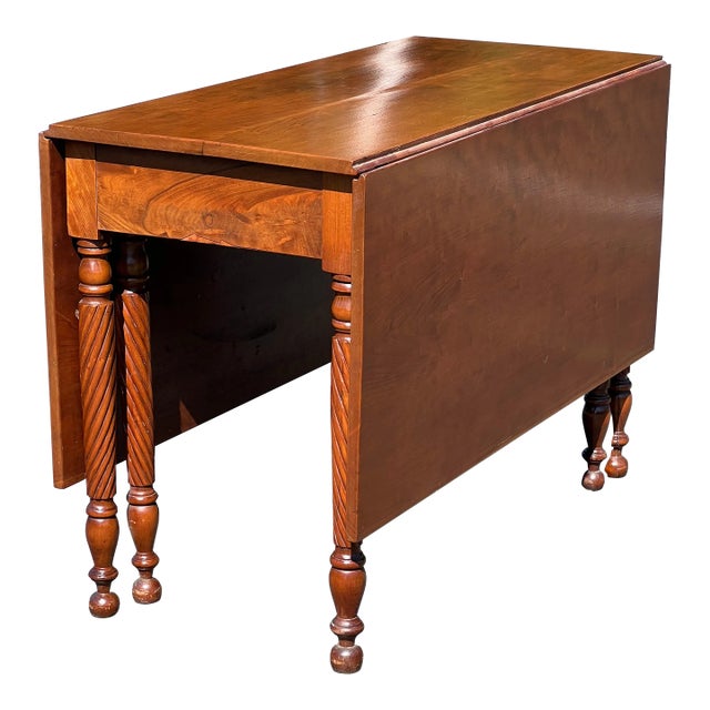 Antique Federal Period Cherry Drop Leaf Table | Chairish