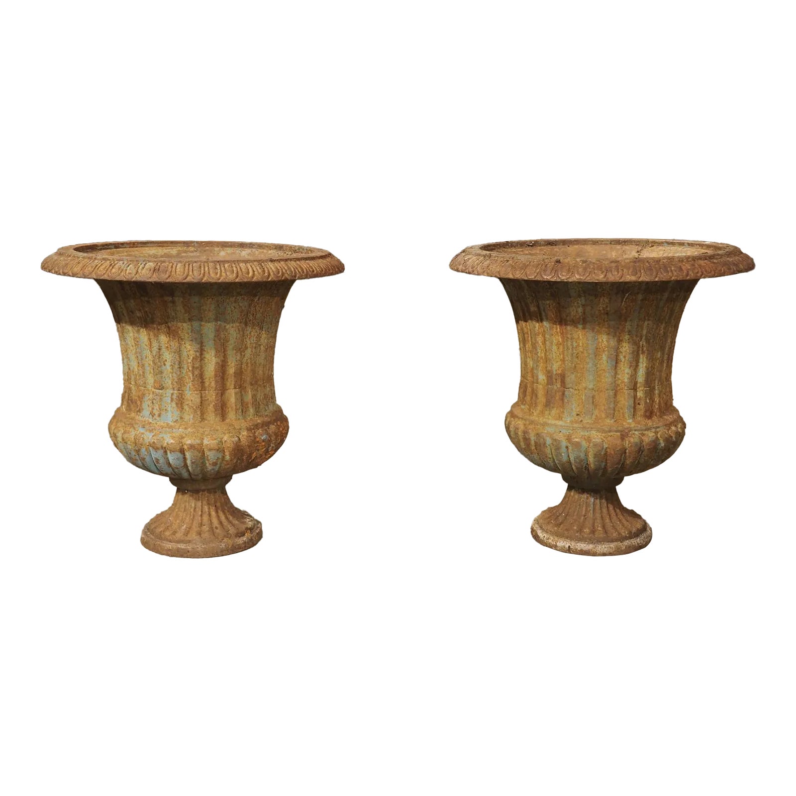 Pair of French Cast Iron Campana Form Planters, 20th C. | Chairish