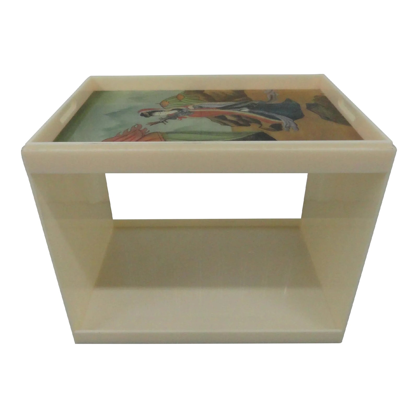 Custom Acrylic Table With Tray Top With Reverse Glass Painted Art ...