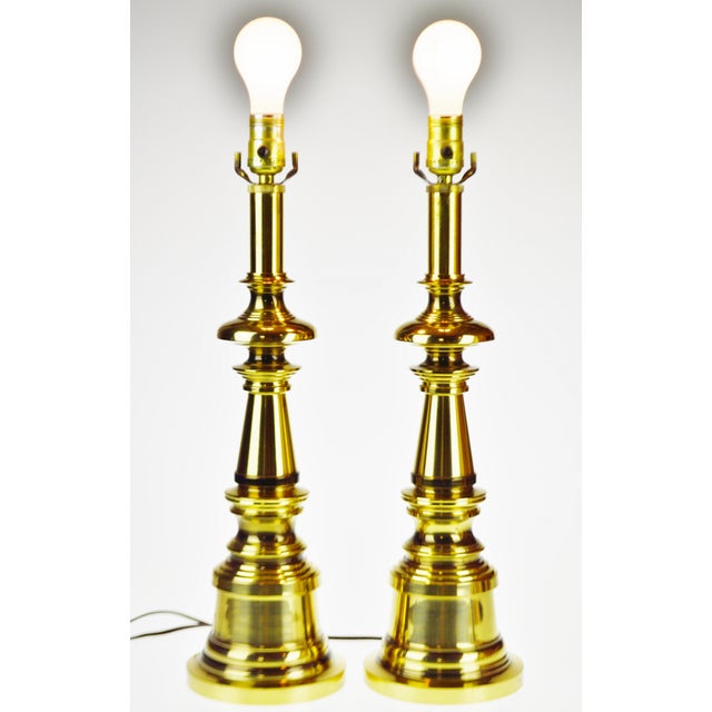 Vintage Brass Candlestick Table Lamps - a Pair | Chairish
