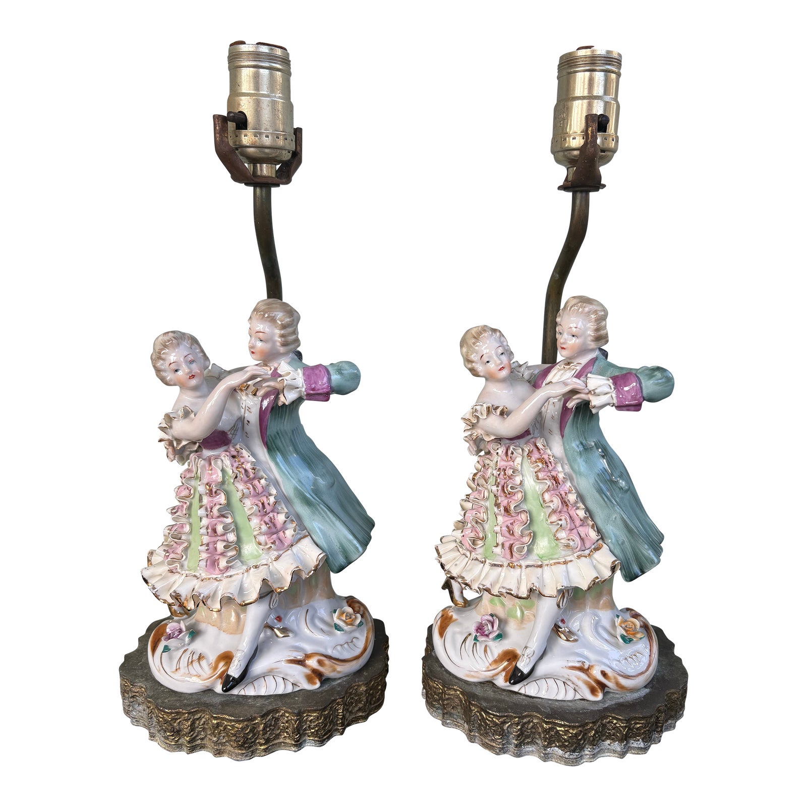 Vintage Rococo Revival Dancing Couple Porcelain Table Lamps – Set of 2 ...