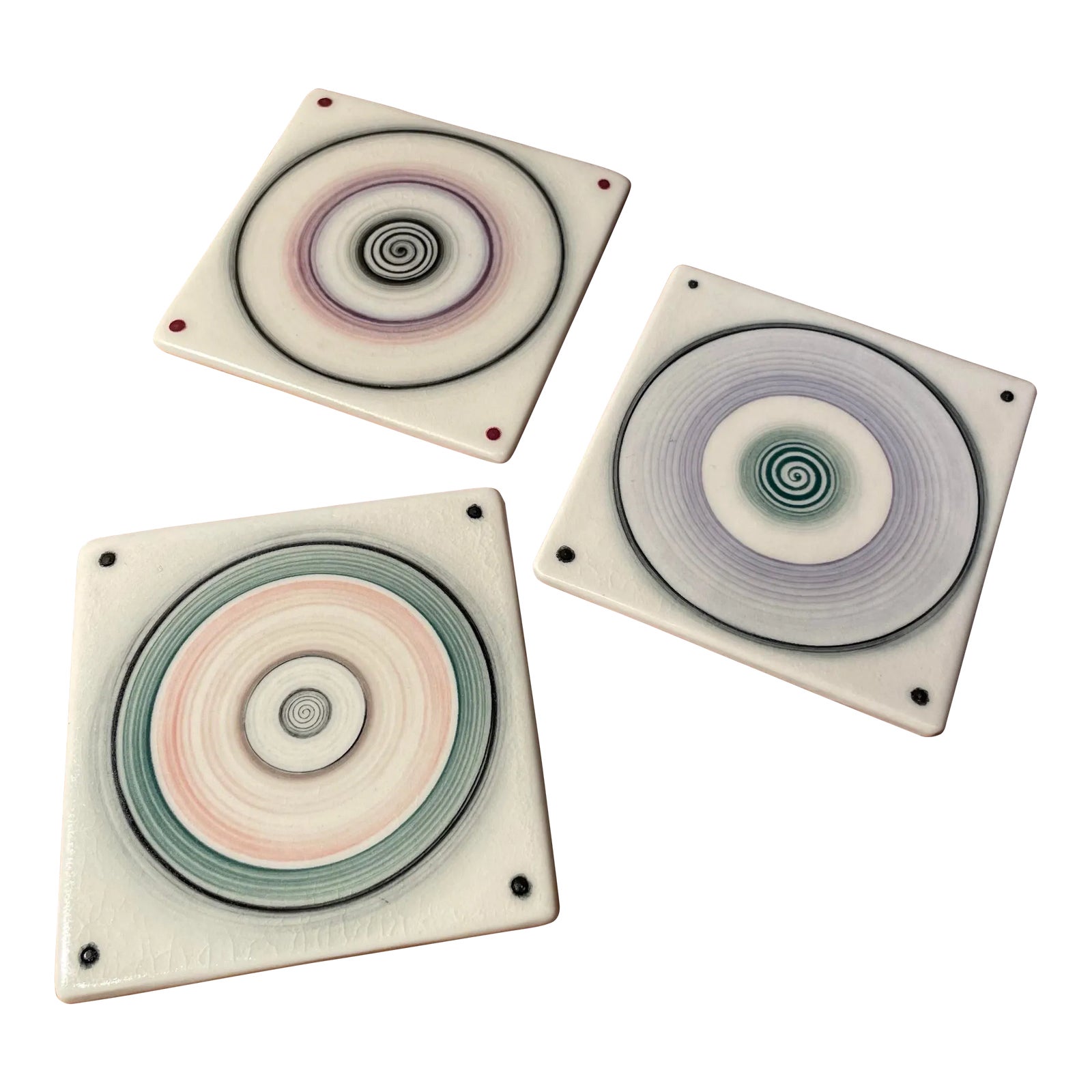 Wayne Bates Studio Pottery Coasters - Set of 3 | Chairish