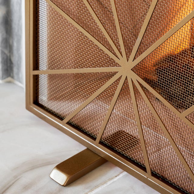 Early 21st Century Iron Shattered Starburst Fire Screen | Chairish