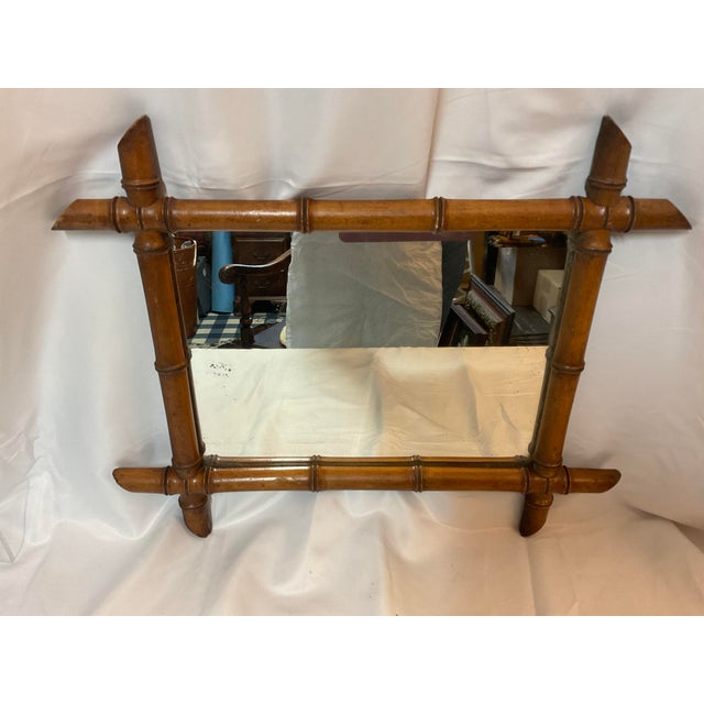 1920’s Faux Rattan Bamboo Slant End Mirror | Chairish