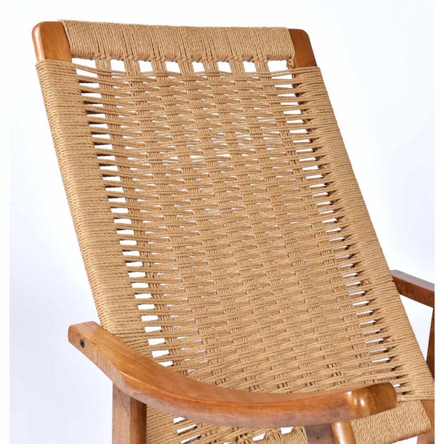 Mid-Century Modern Danish Modern Hans Wegner Style Woven Rope Rocking ...