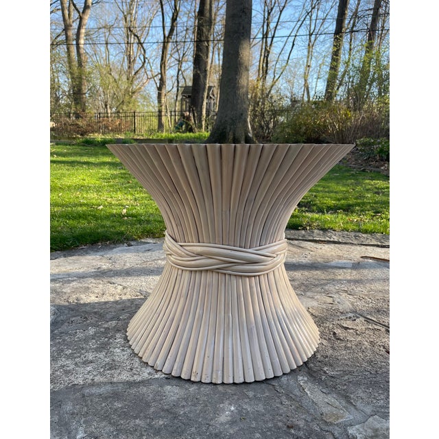 Late 20th Century McGuire Sheaf of Wheat Side Table | Chairish