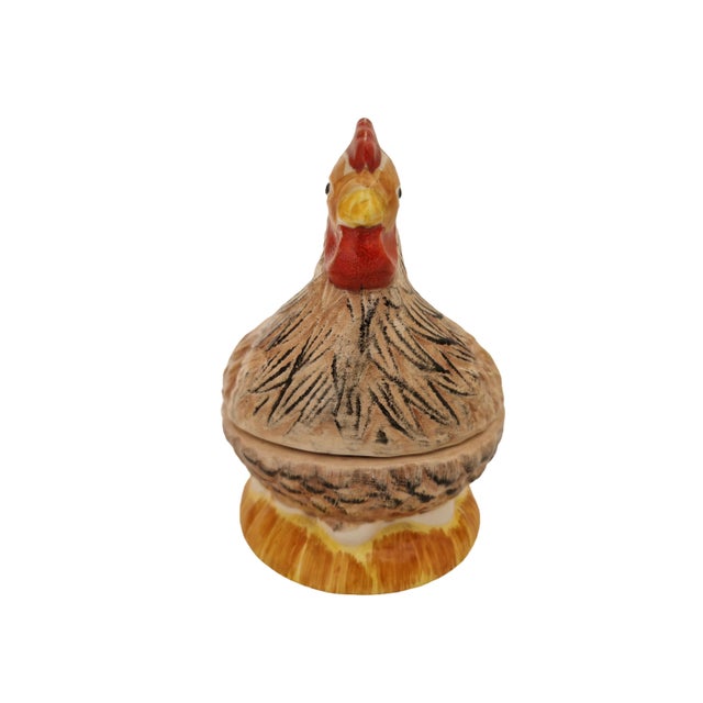 Circa 1950s French Majolica Brown Hen Tureen by Caugant | Chairish