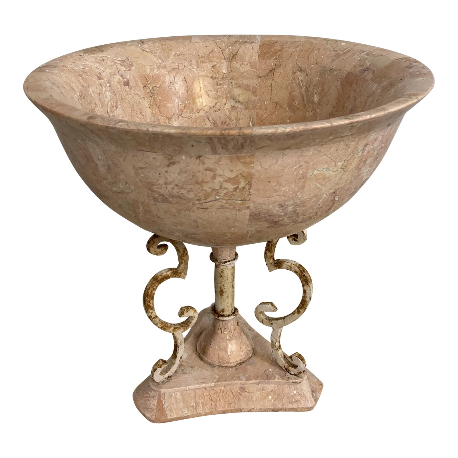 Rustic Modern Stone Pedestal Bowl | Chairish