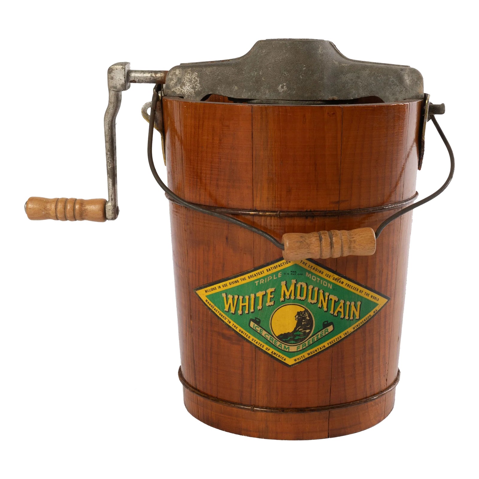 Vintage White Mountain Hand Crank Ice Cream Freezer | Chairish