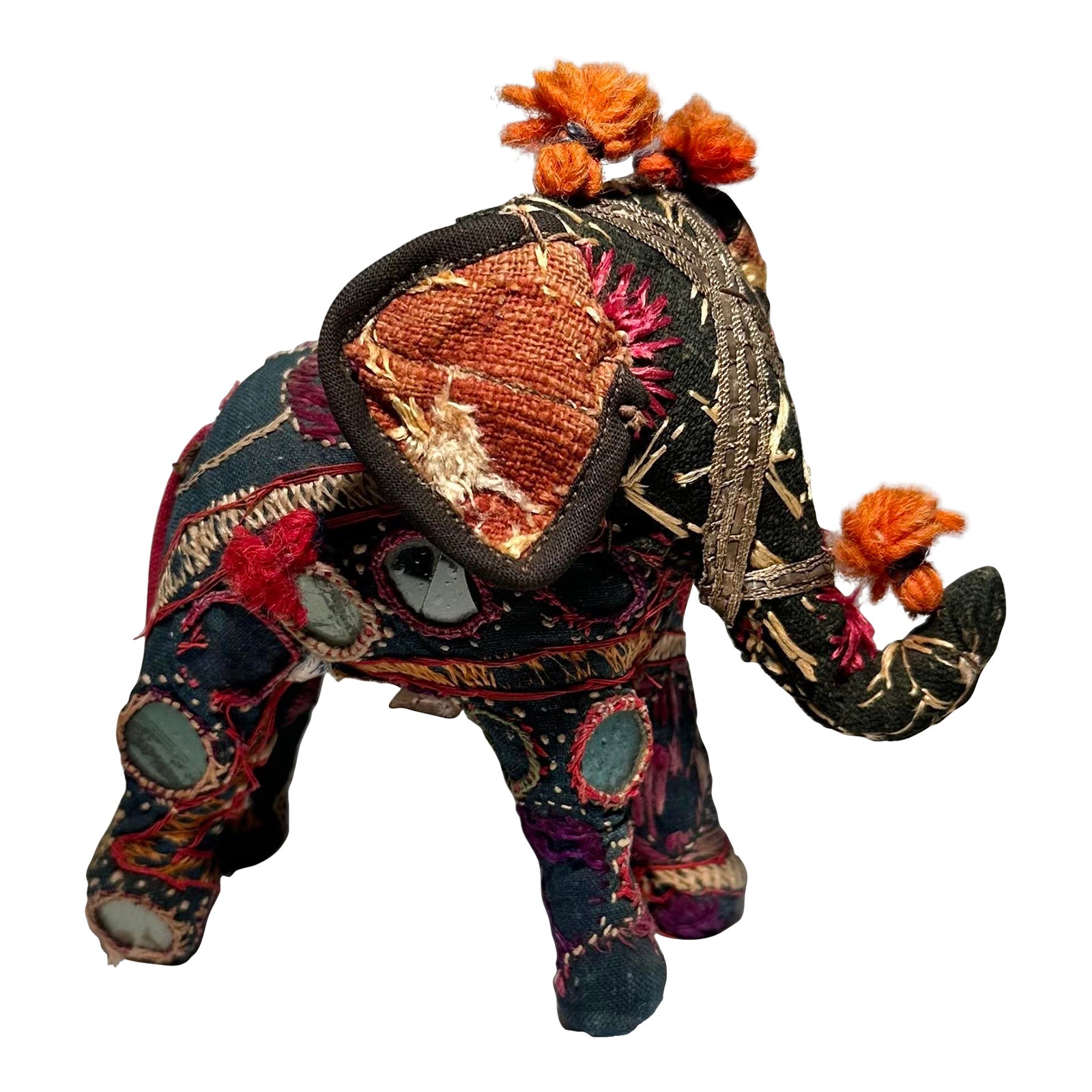 Colorful Vintage Bohemian Raj Indian Elephant Sculpture | Chairish