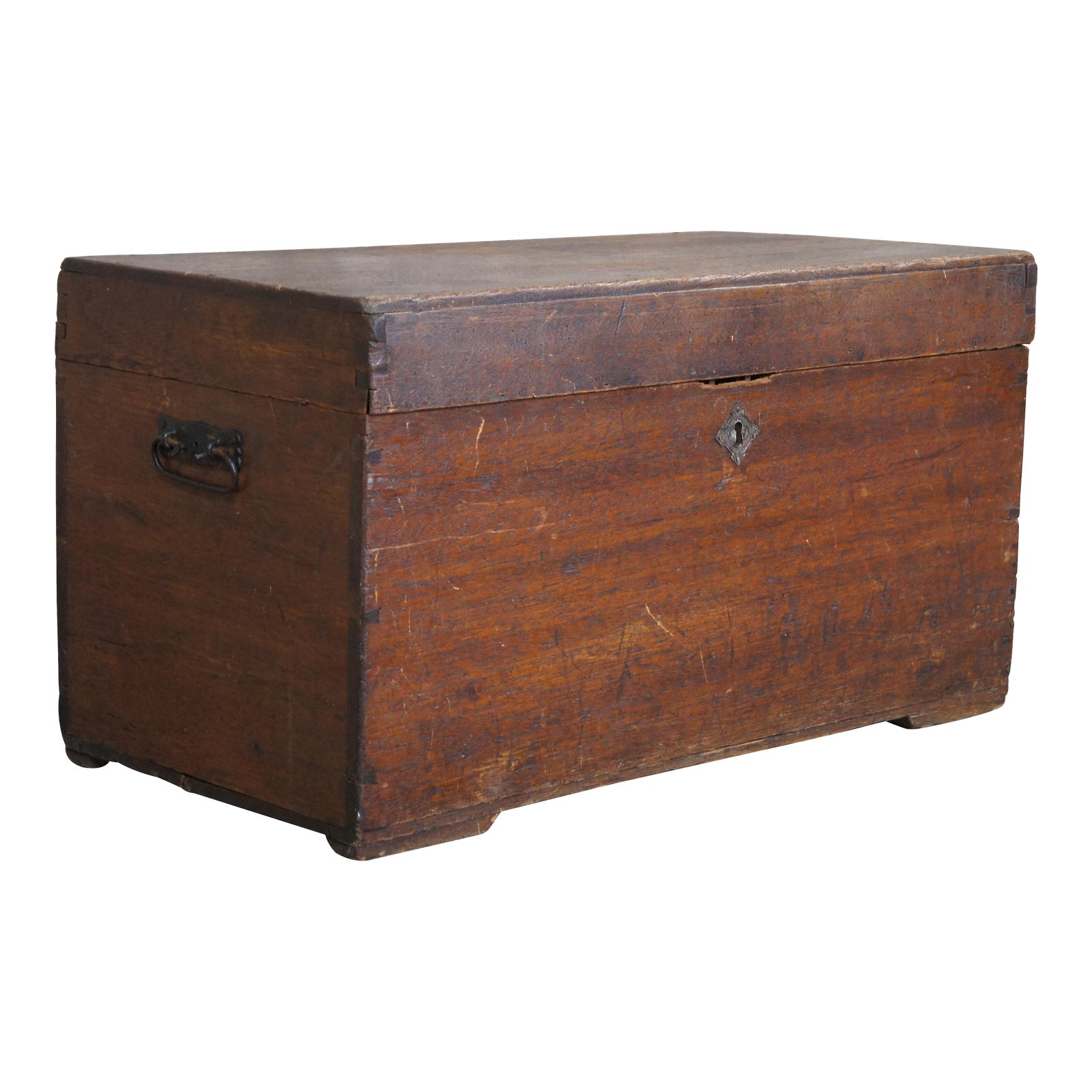 Primitive Early 20th Century Antique Mahogany Dovetailed Trunk Storage ...
