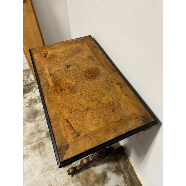 Antique English Library Console Table With Drawer | Chairish