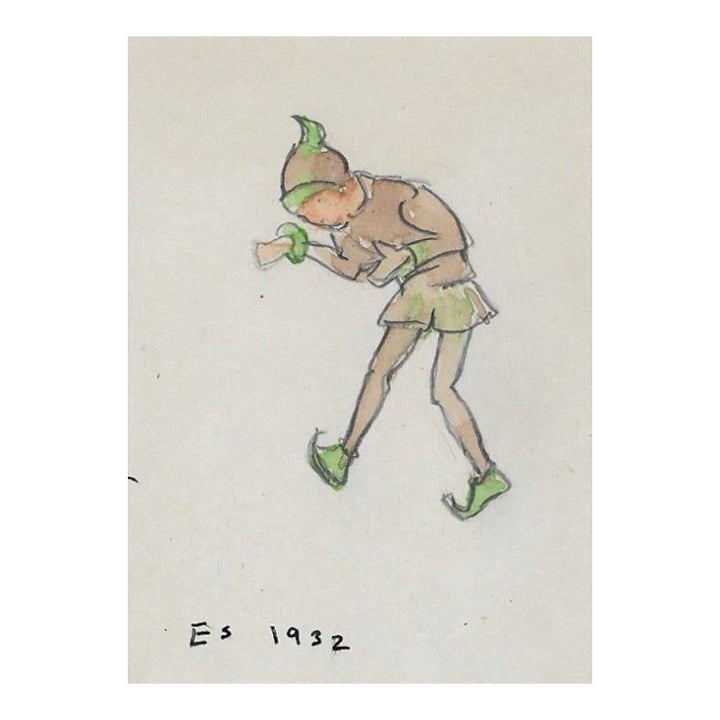 1932 Eunice Starkie Elf Watercolor | Chairish