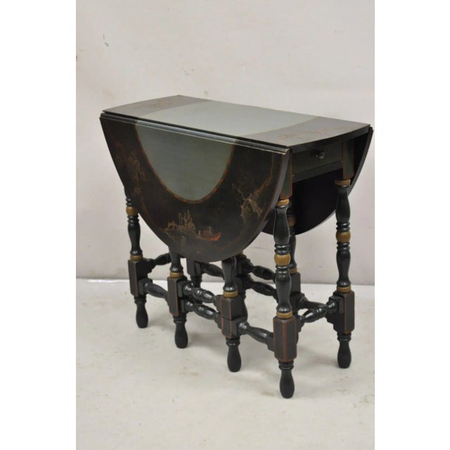Early 20th Century Antique Chinoiserie Lacquered Chinese Gate Leg Drop ...