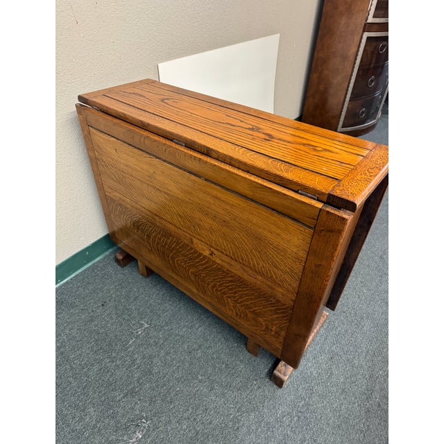 Vintage Oak Drop Leaf Wooden Table | Chairish