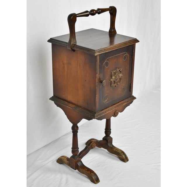 Antique Copper Lined Humidor Smoking Stand | Chairish