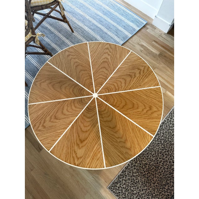 Made Goods Novak Round Oak and Faux Bone Table | Chairish