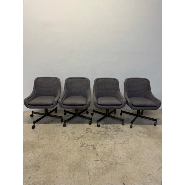 Ward Bennett Mid-Century Swivel Office Chairs on Bronze Casters for ...