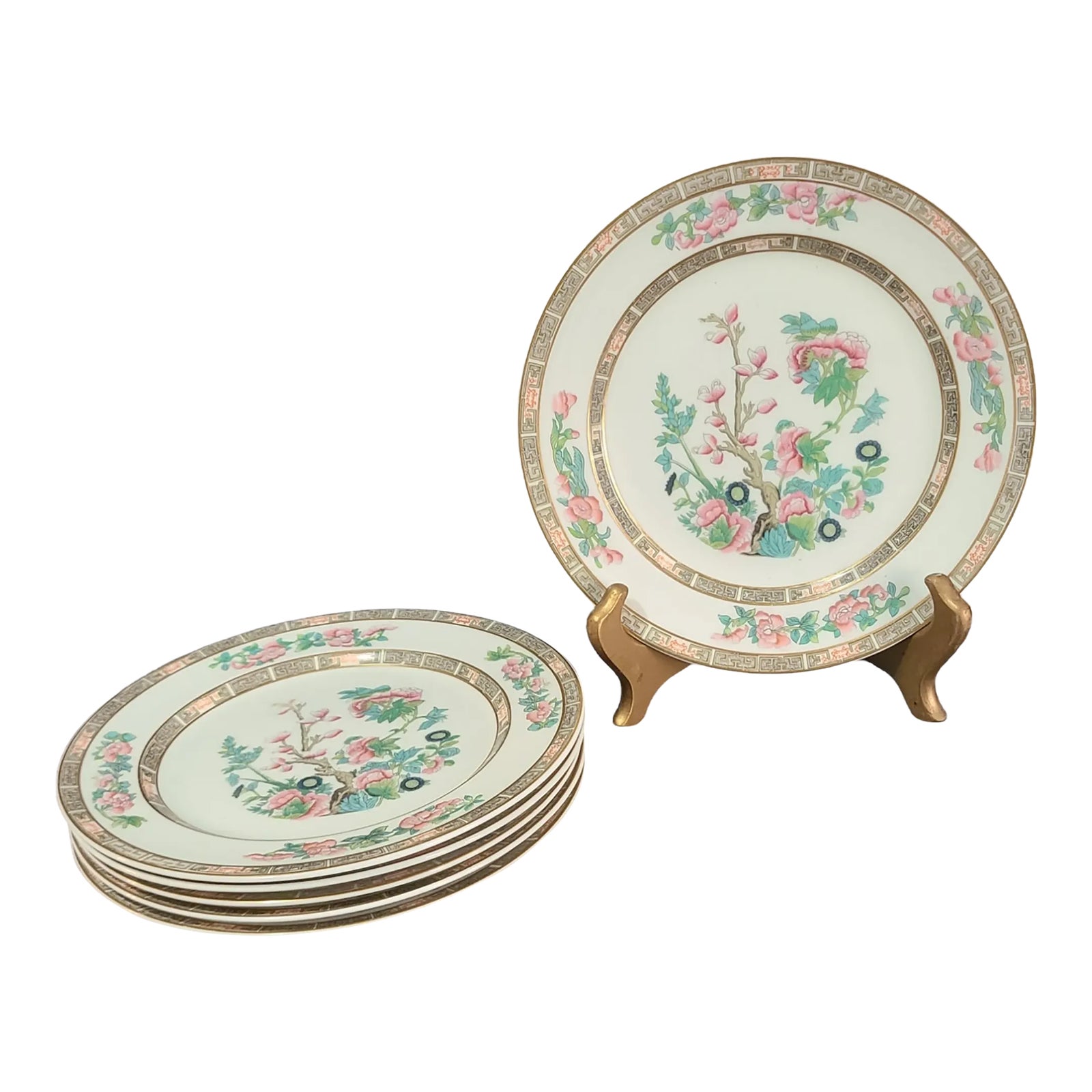 Vintage Lenox Floral Gold Rim Asian Indian Tree Salad Dessert Lunch ...