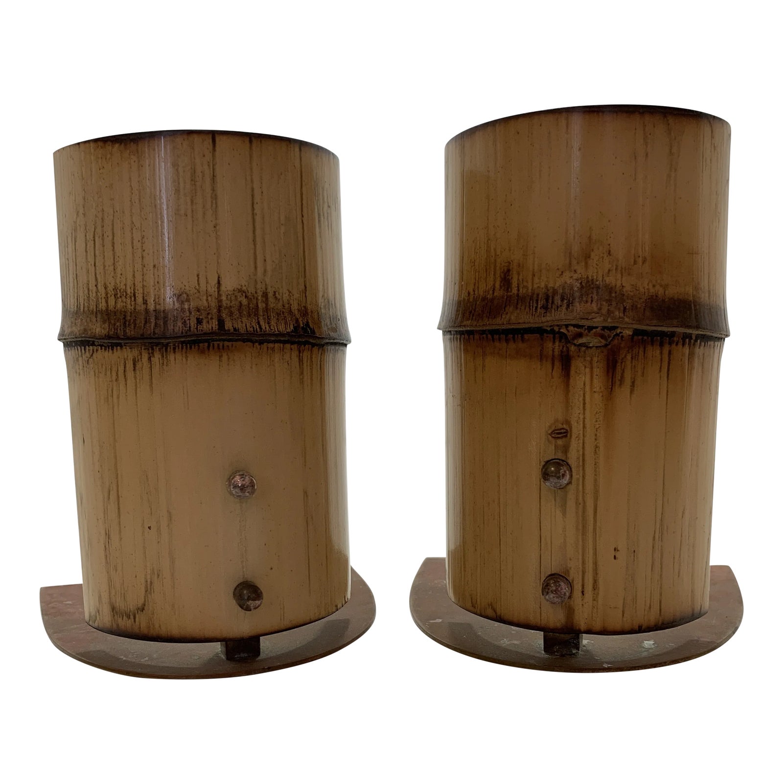 Carl Aubock Bamboo Bookends - A Pair | Chairish